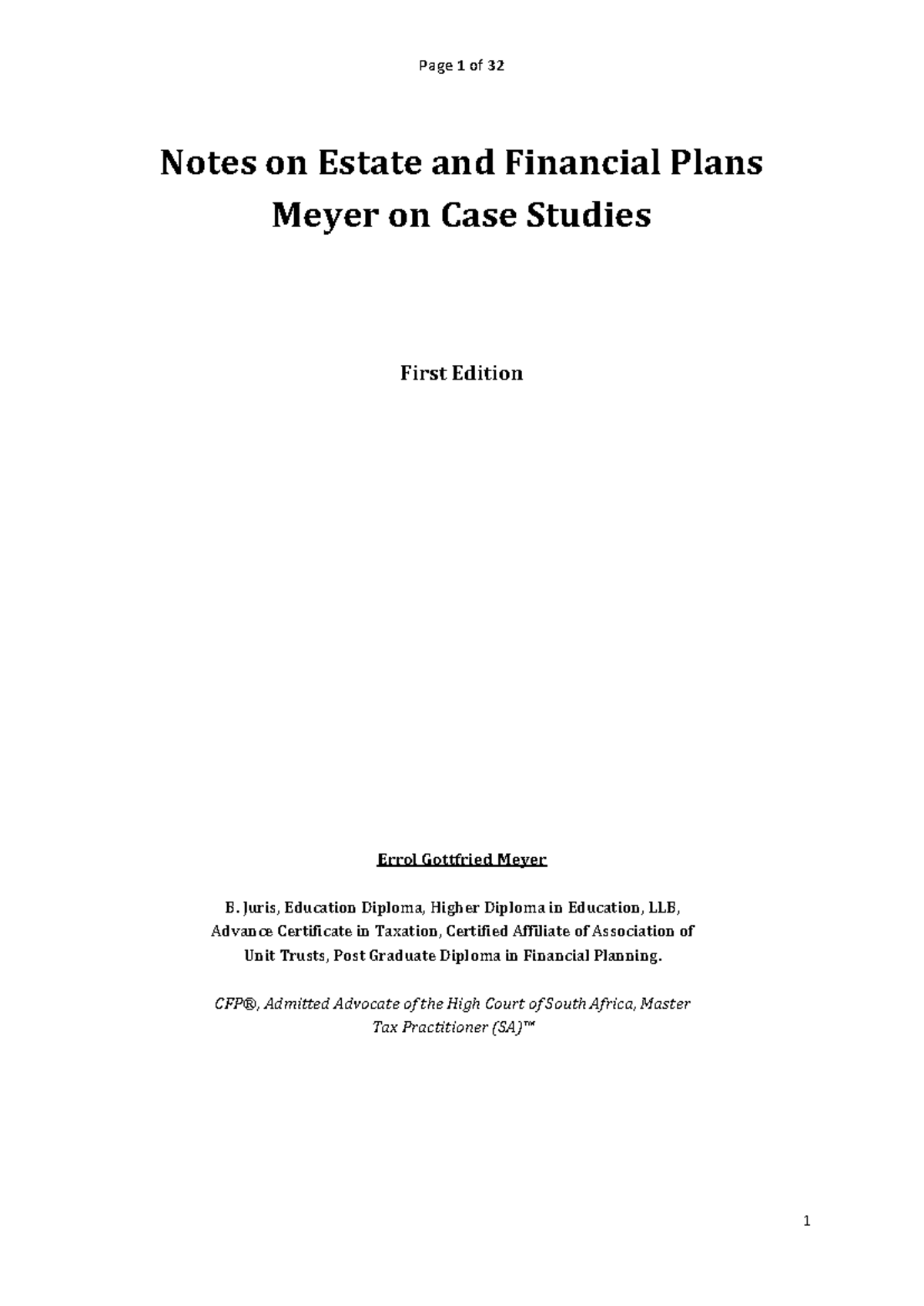 Meyer Case Study: Integrating Financial Planning Strategies - Studocu