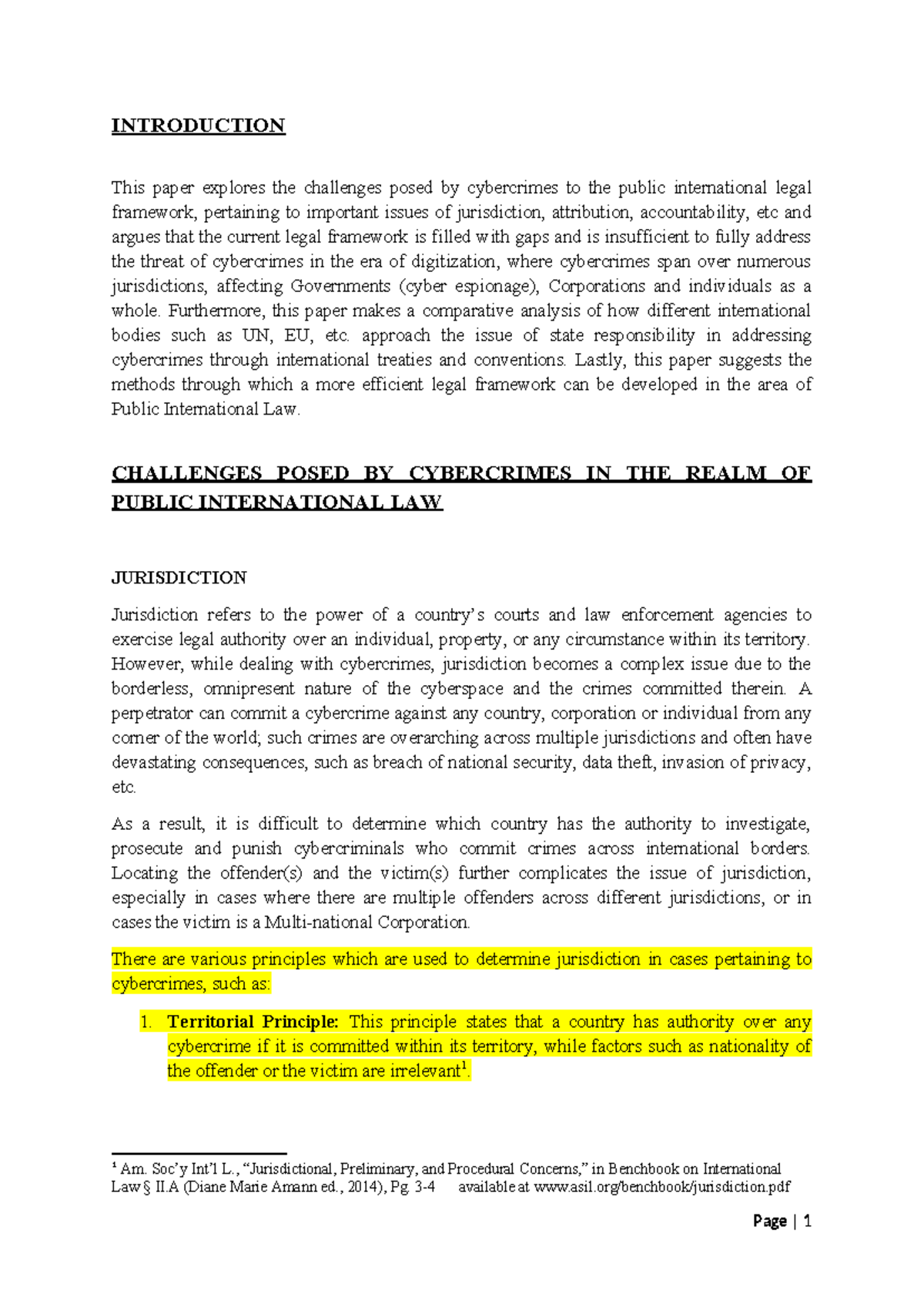 PIL Research Paper: Addressing Cybercrime Challenges in International ...