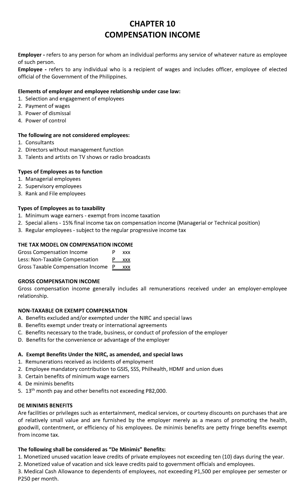 Chapter 10: Understanding Compensation Income and Its Tax Implications ...