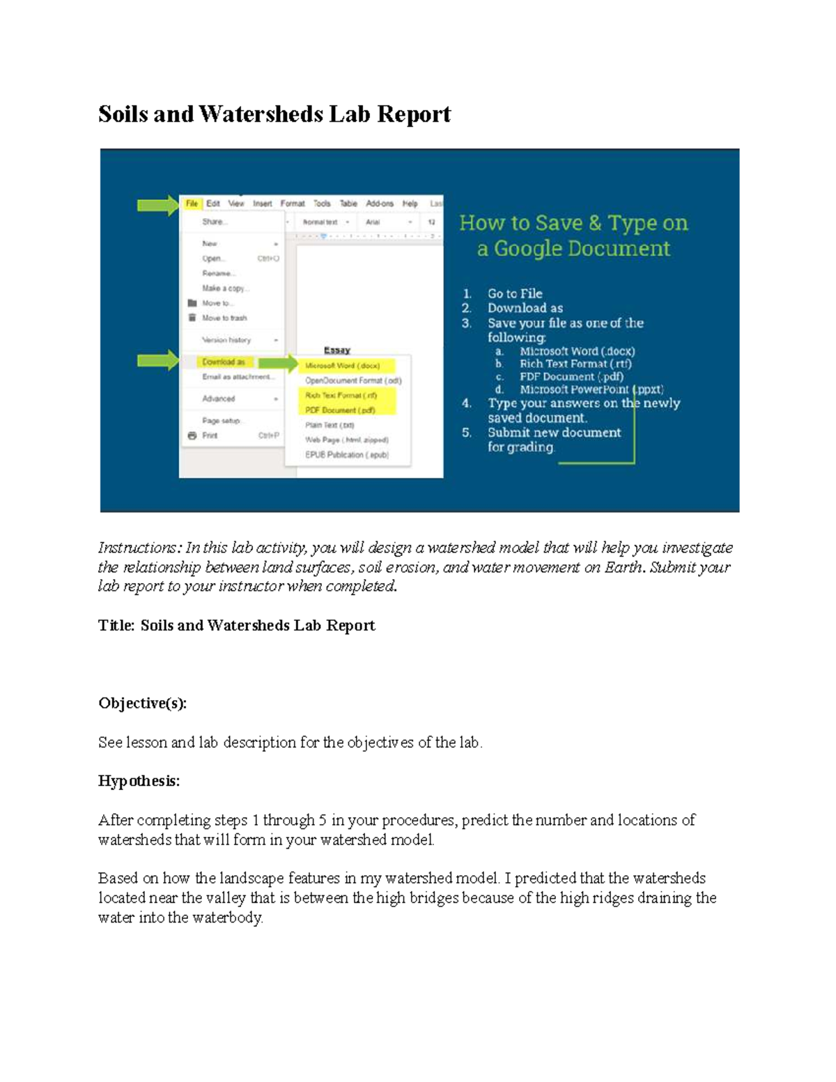 3.02 Soils and Watersheds Lab Report: Investigating Erosion & Water ...