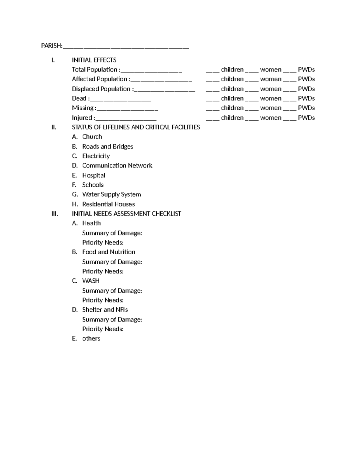 Rdana form - PARISH:_____________________________________ I. INITIAL ...
