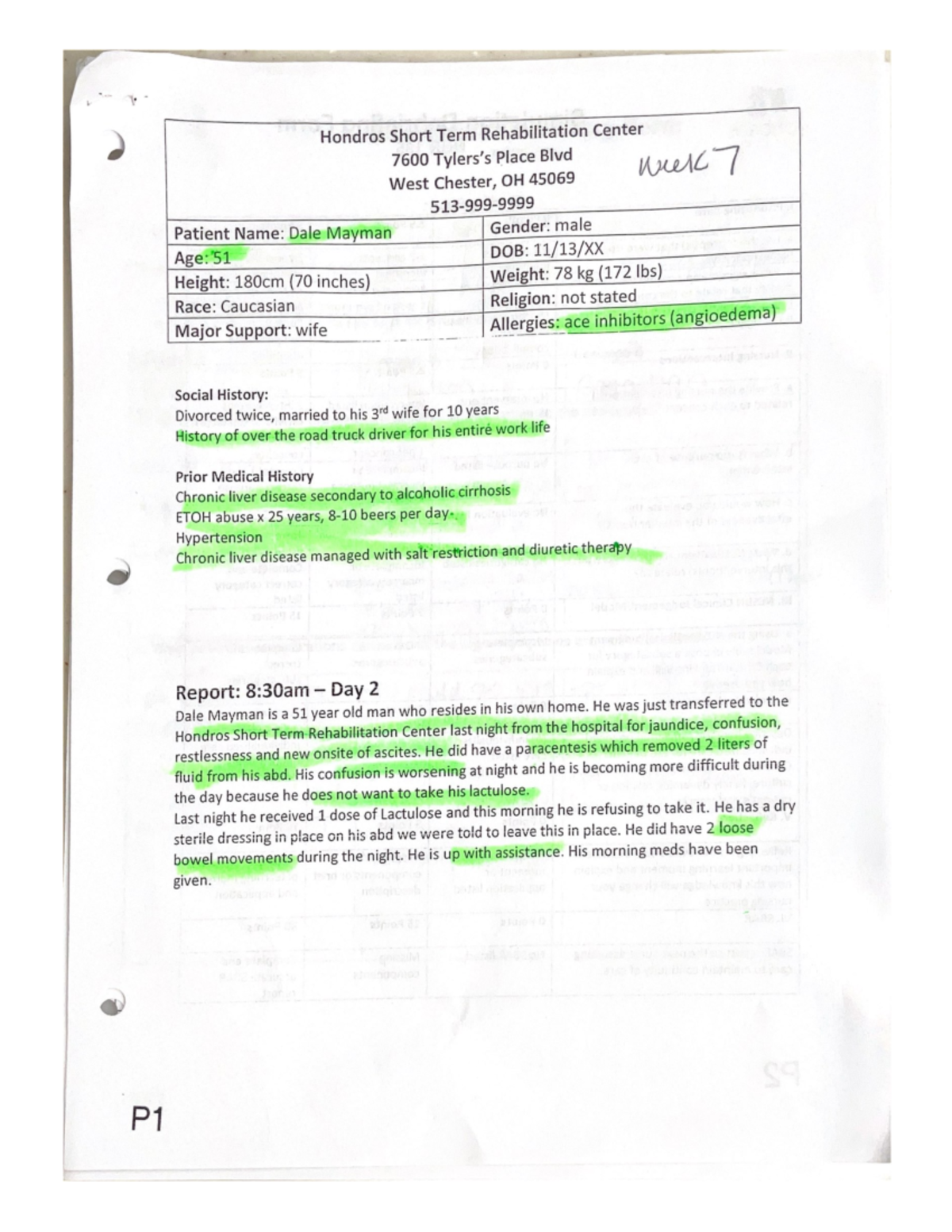 HONDROS NUR 195 Week 7 Simulation Debriefing: Patient Care Insights - Studocu