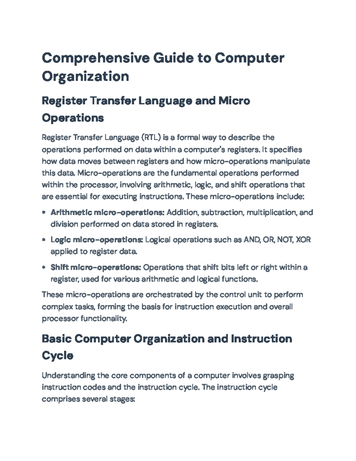 Comprehensive Guide to Computer Organization and Architecture (CS101) - Studocu