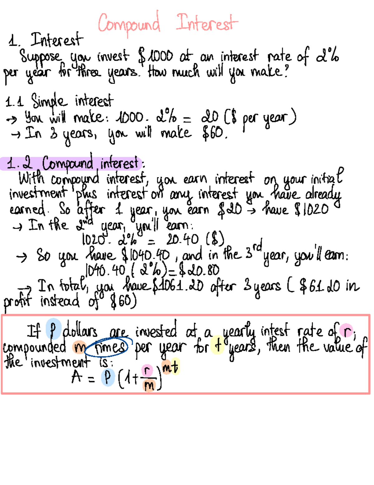 MATH 1524 - Understanding Compound Interest Calculations - Studocu