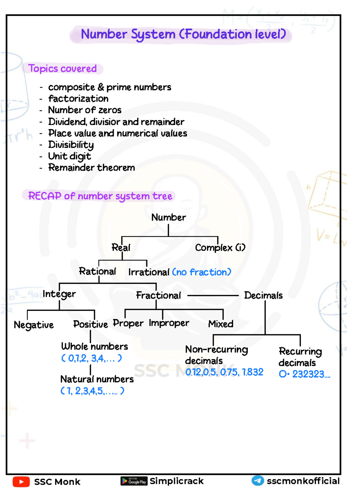 Number System Class 1 - Essential Topics for SSC Exams - Studocu