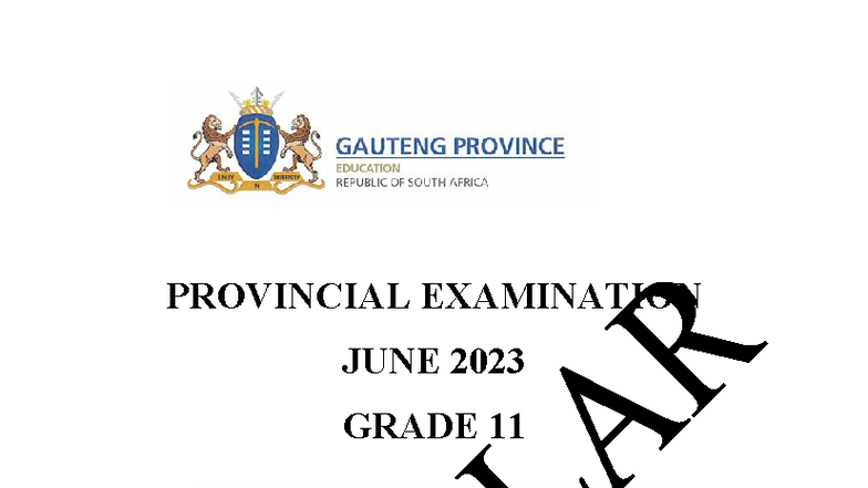 Grade 11 Mathematics P2 Provincial Exam June 2023 Question Paper - Studocu