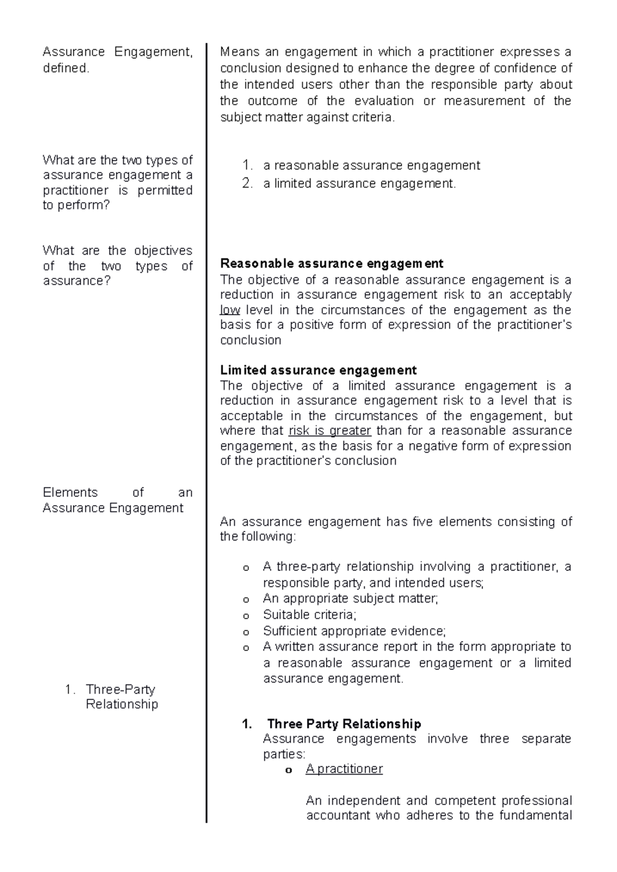 Module 1: Key Concepts of Assurance Engagements Explained - Studocu
