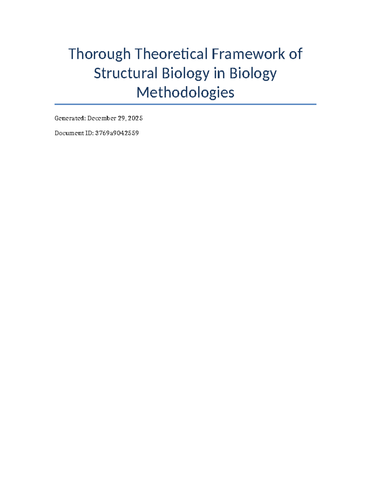 Comprehensive Theoretical Framework in Structural Biology (BIO 10 ...