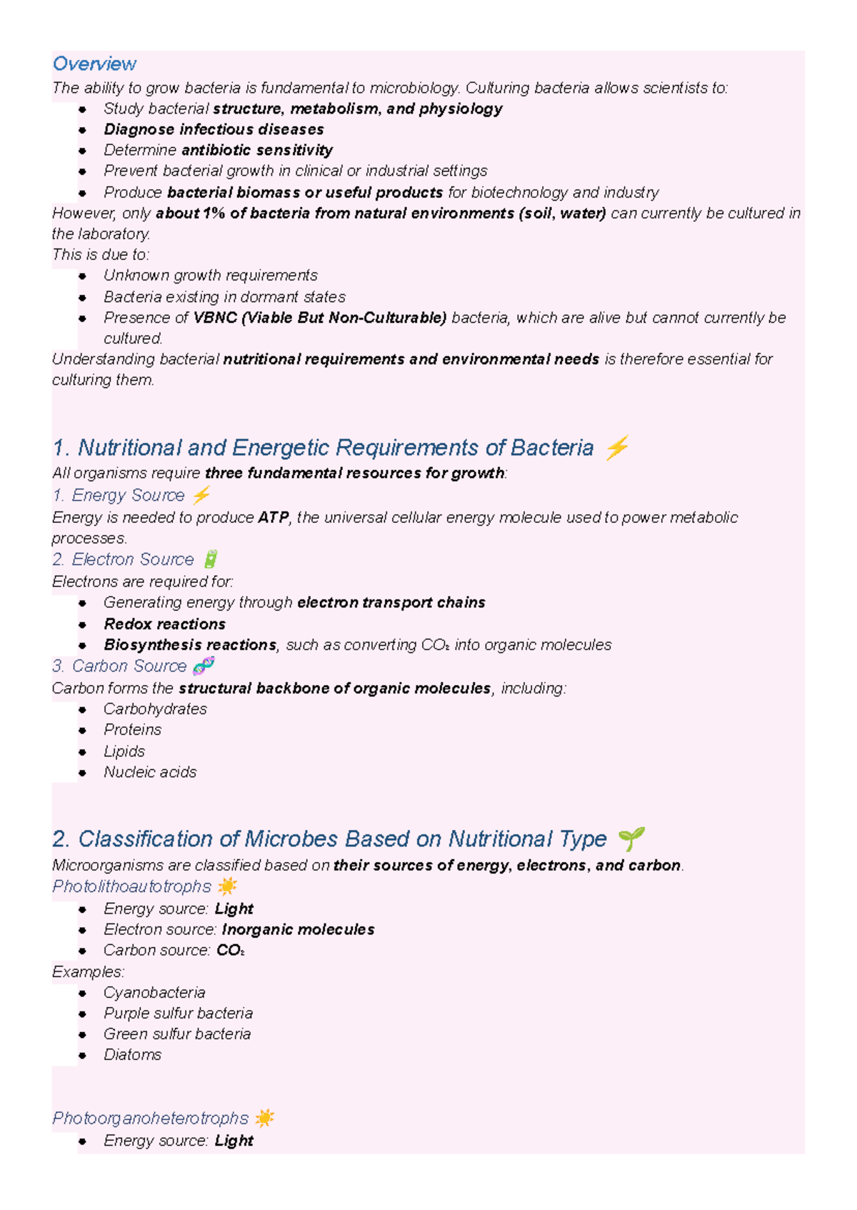 Microbiology Lecture Notes: Bacterial Growth and Culturing Techniques ...