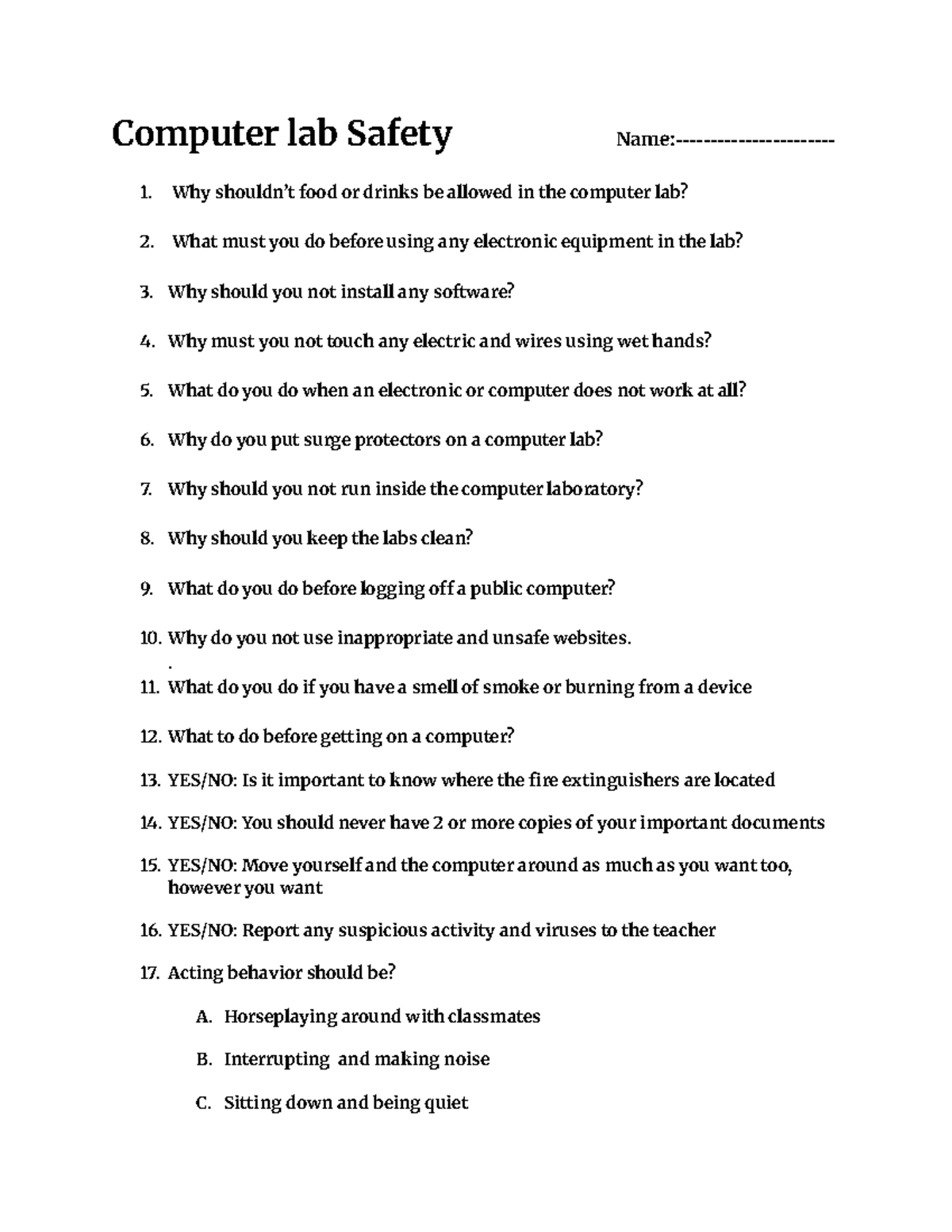 Computer Lab Safety Guidelines - bbb - Studocu