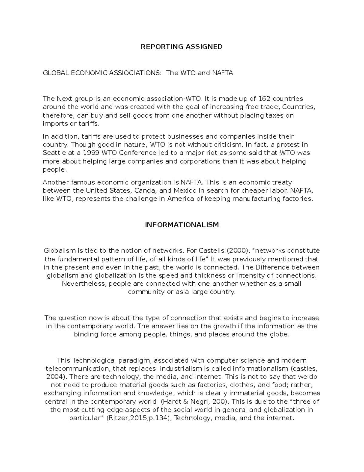 Review of Global Economic Associations: WTO & NAFTA Insight - Studocu
