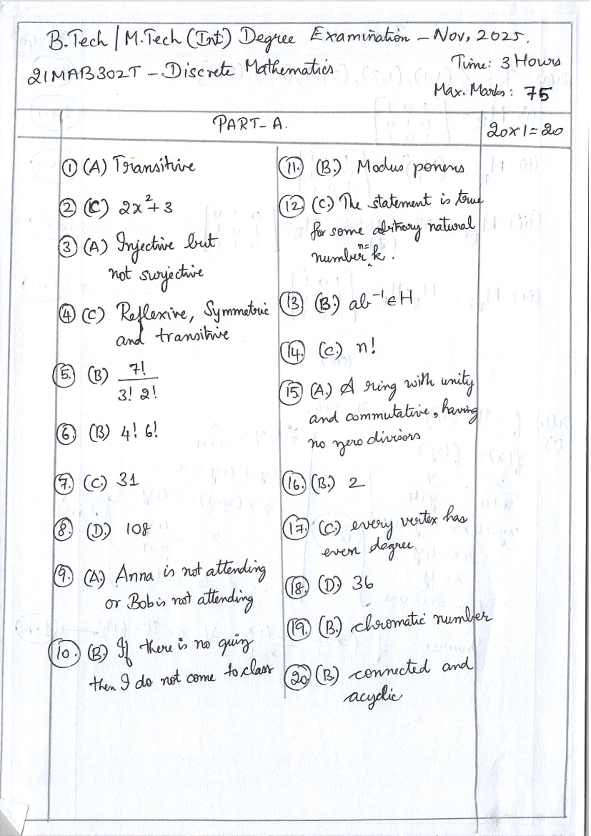 21MAB302T Discrete Mathematics Exam Notes - Nov 2025 - Studocu