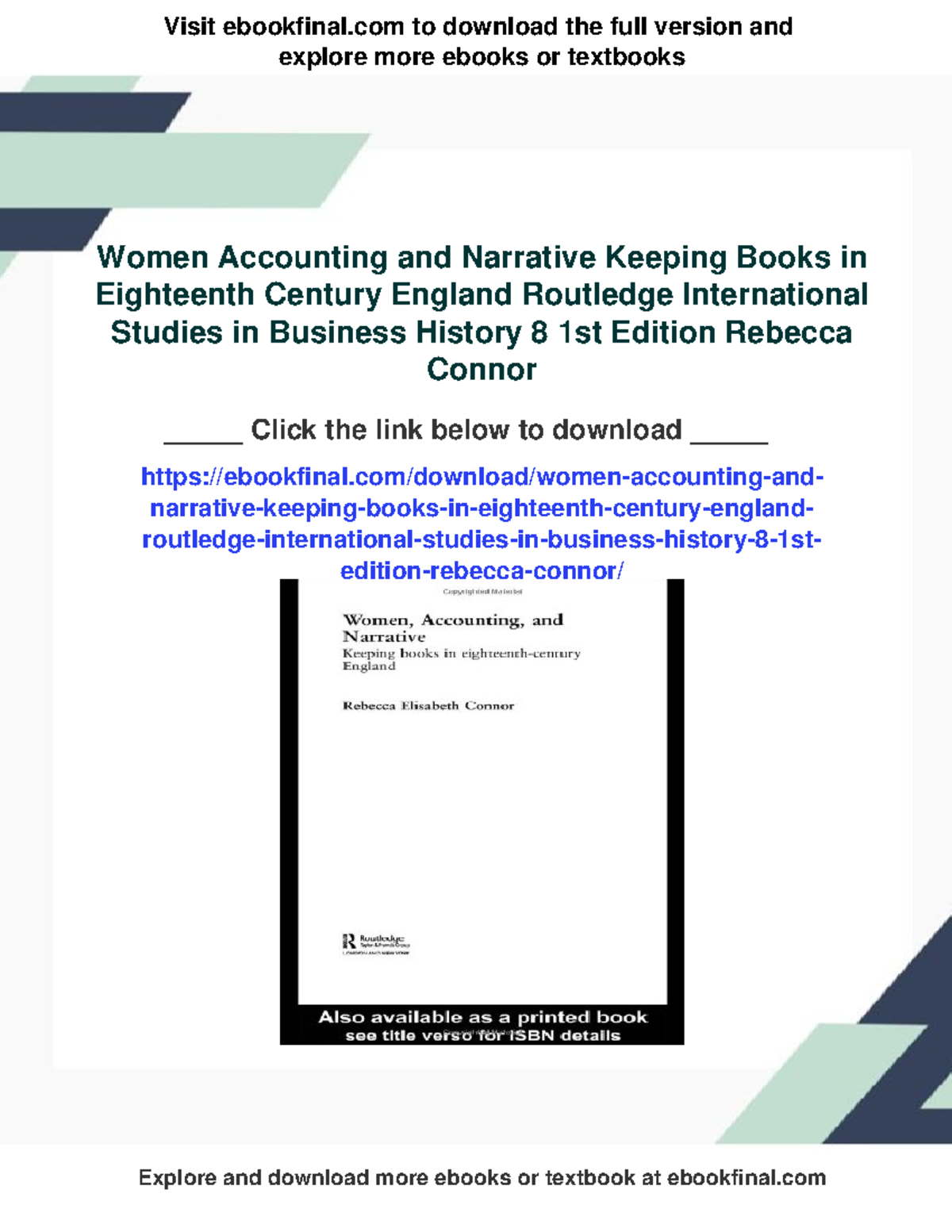 Women, Accounting, and Narrative: Keeping Books in 18th Century England ...