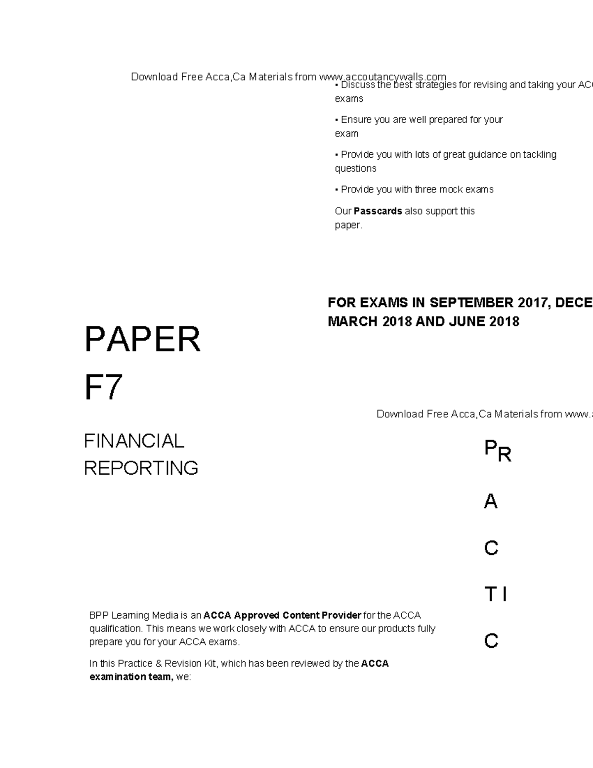 ACCA F7 - Financial Reporting Practice & Revision Kit 2017 Guide - Studocu