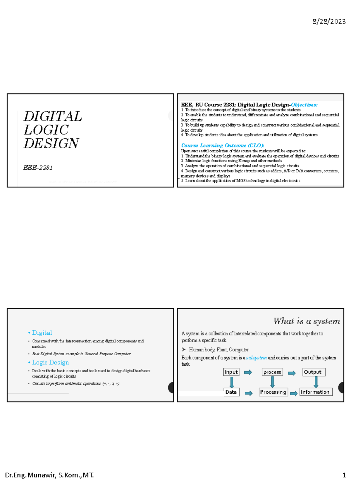 RU 2231: Digital Logic Design - Intro to Analog vs Digital Systems ...