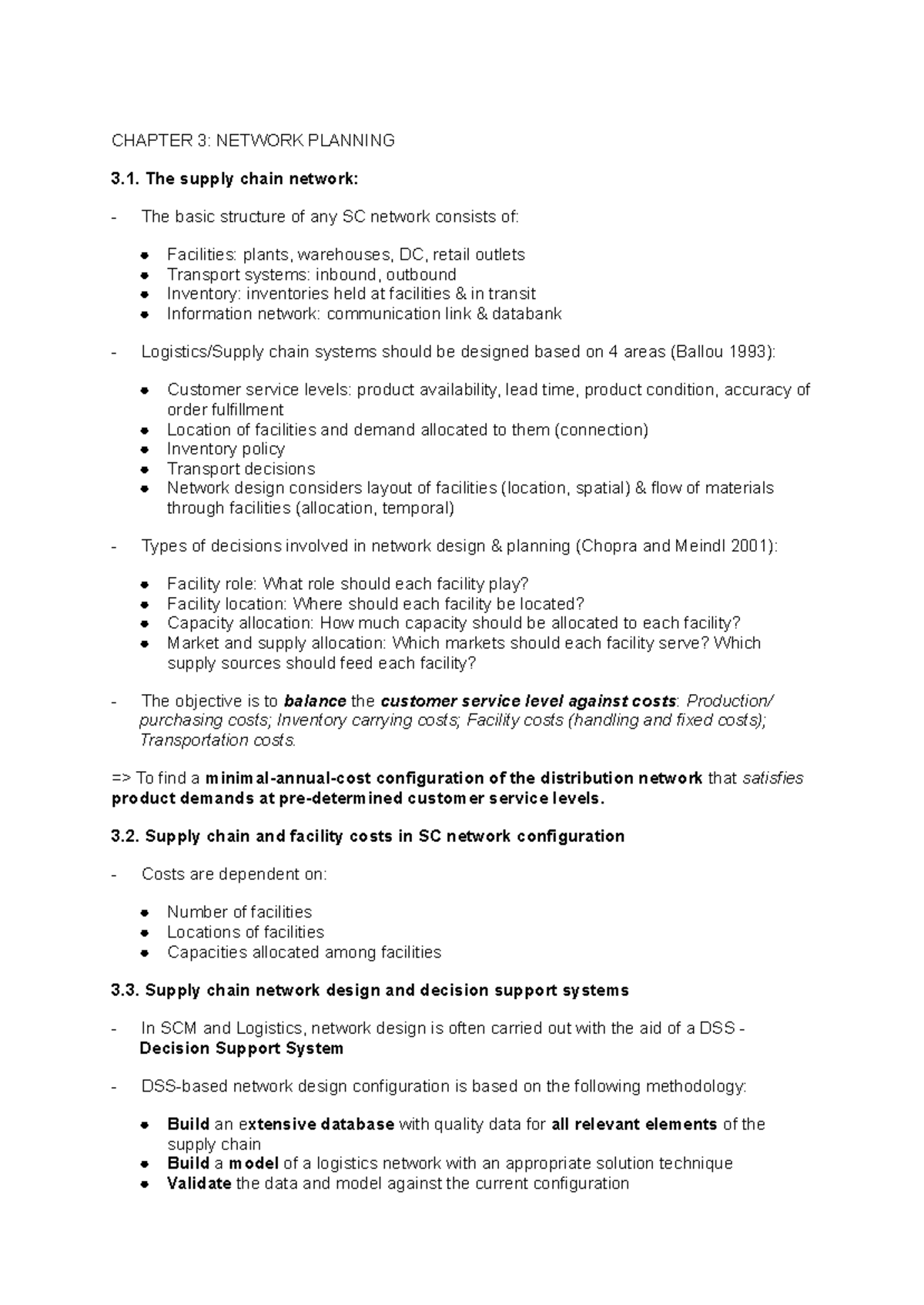 SCM CHAPTER 3: NETWORK PLANNING AND DESIGN STRATEGIES - Studocu