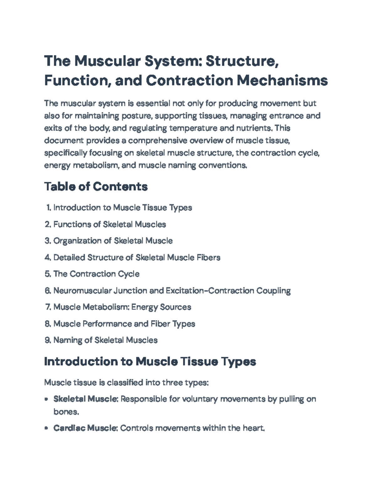 Muscular System Overview: Structure, Function, and Contraction Mechanisms - The Muscular System ...