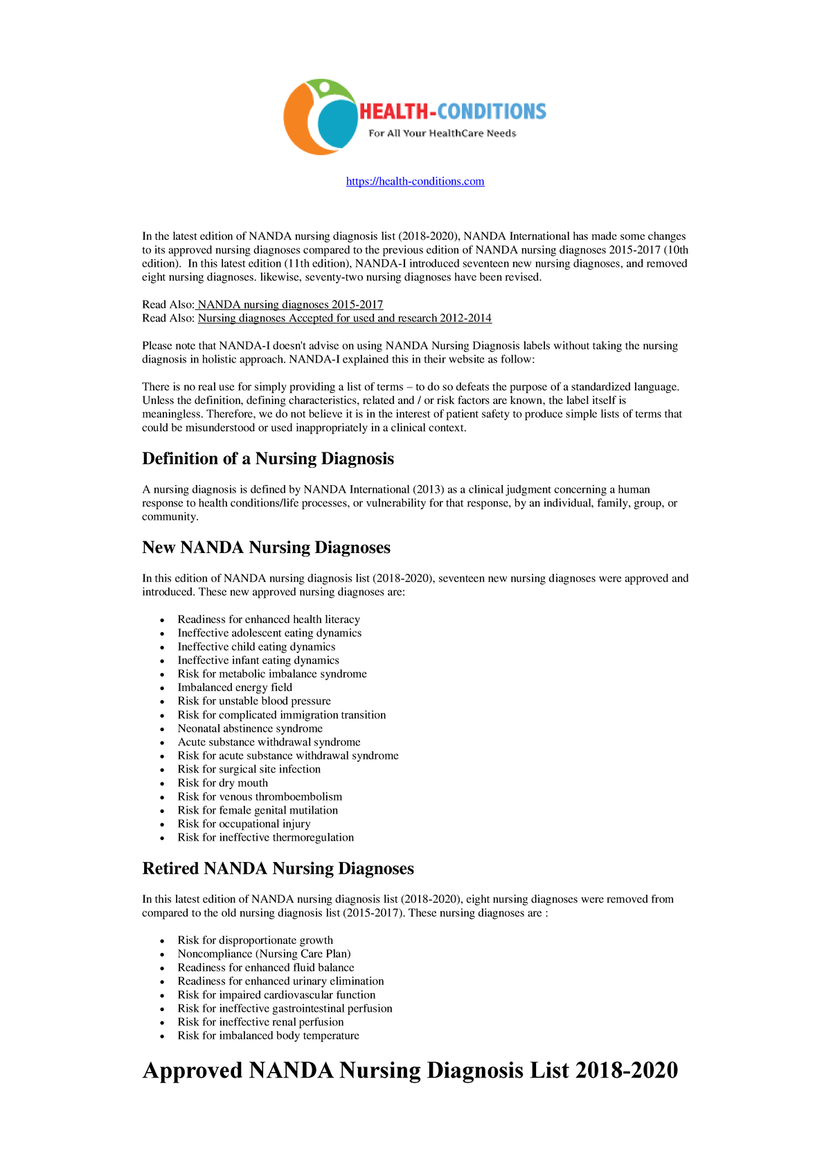 NANDA Nursing Diagnoses Update: 11th Edition Changes and New Entries ...