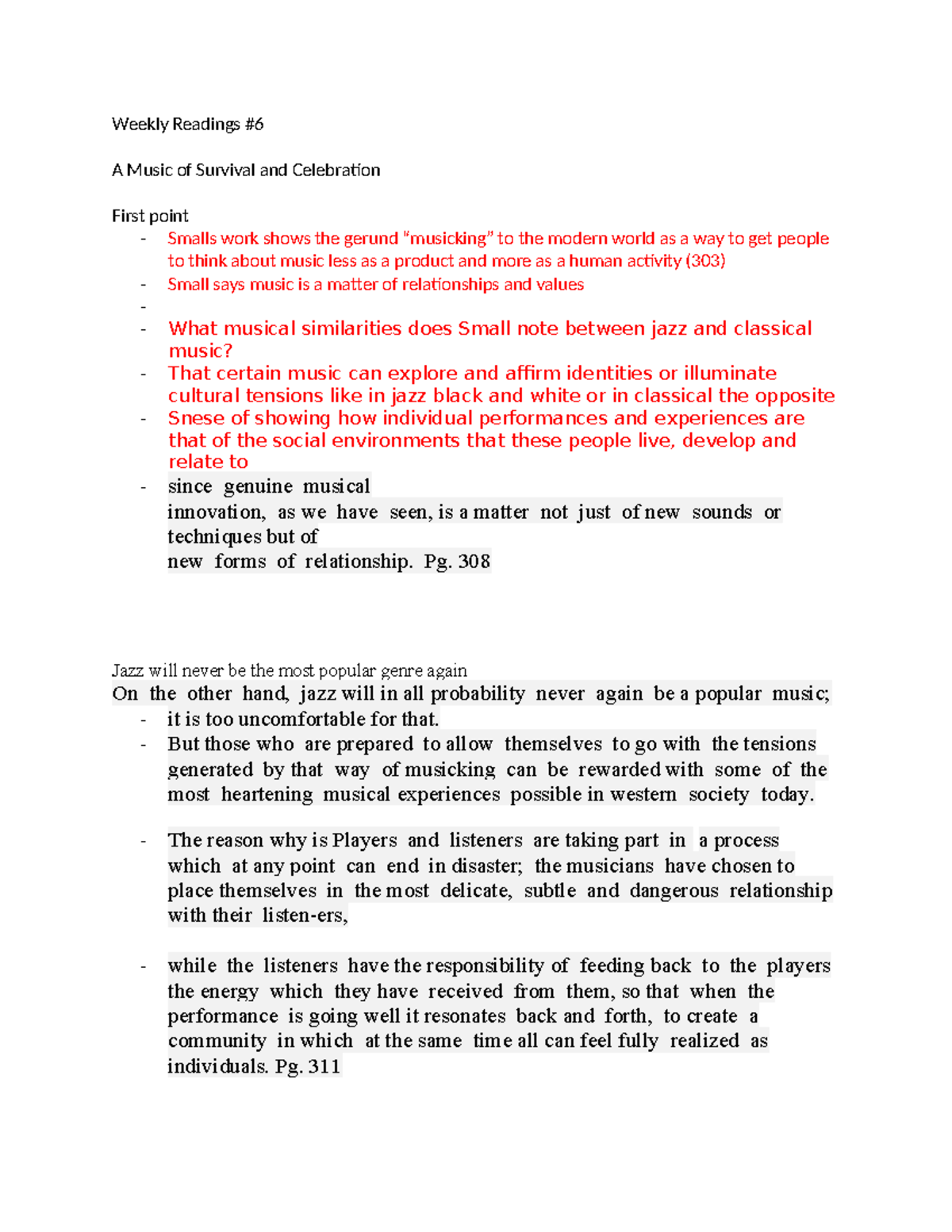 ENG 305 Week 6 Readings: Music as a Human Activity and Identity - Studocu