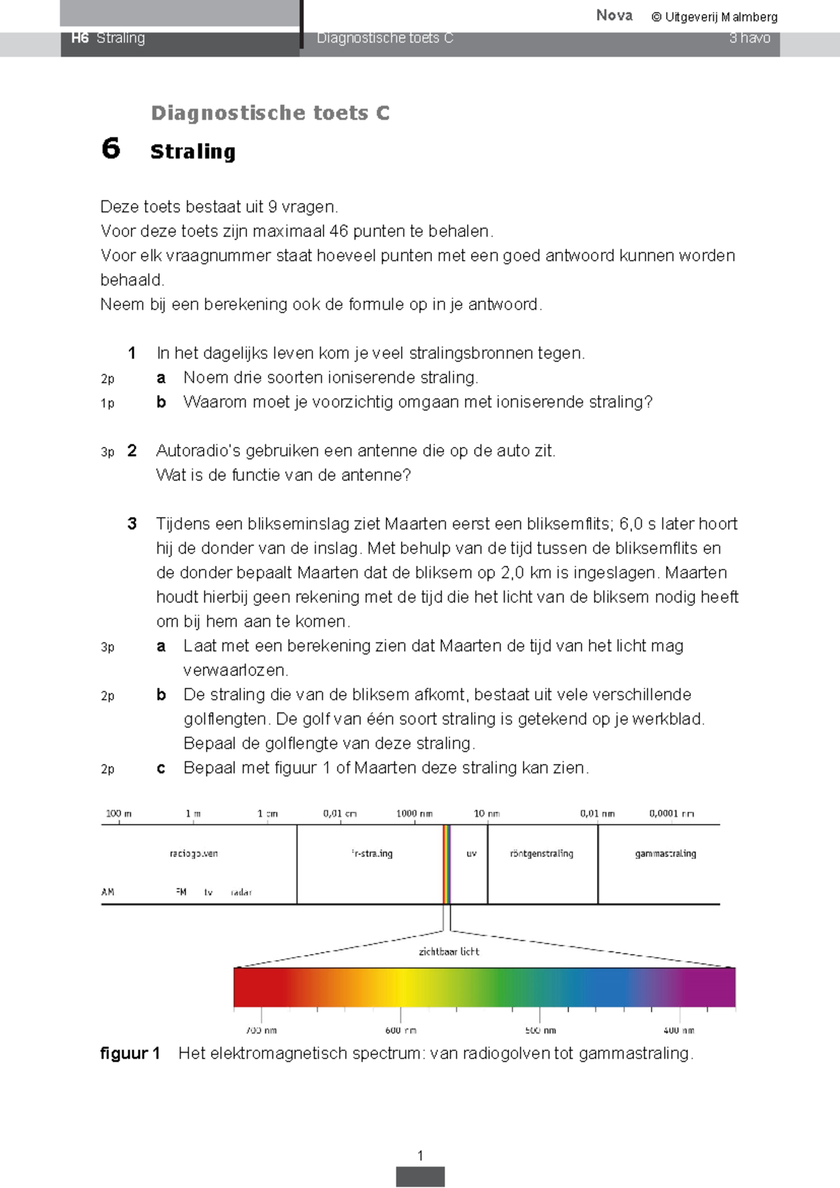 Diagnostische toets C - H6 Straling voor 3 havo - Studeersnel