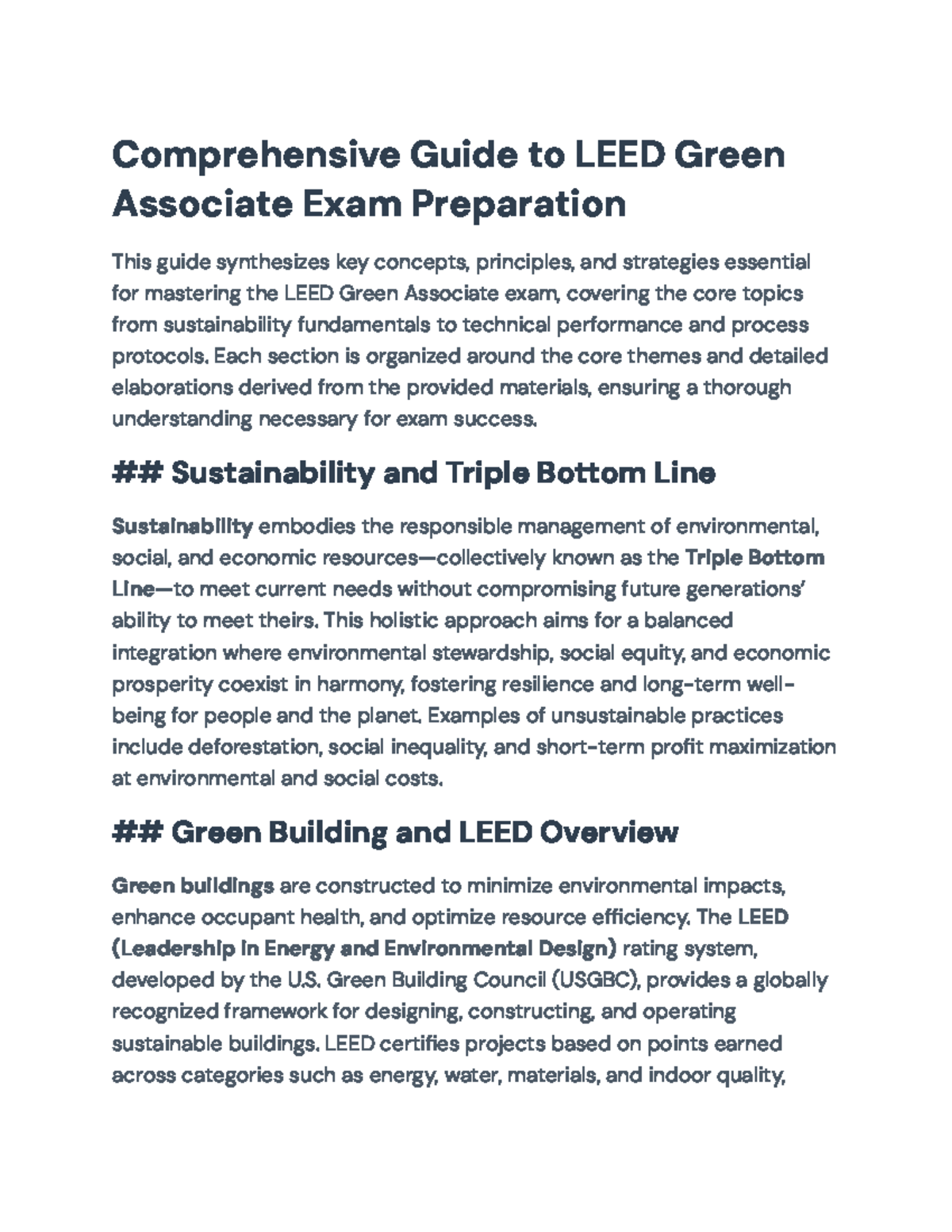 Comprehensive LEED Green Associate Exam Prep Guide (LEED GA) - Studocu