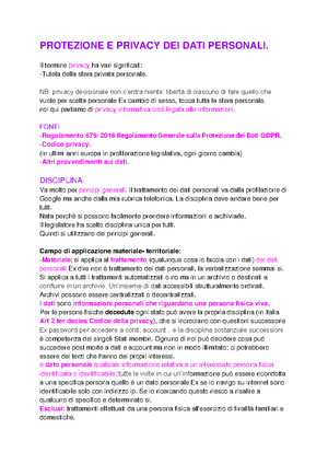 Diritto della privacy e protezione dei dati - GIU0951 - Università di ...