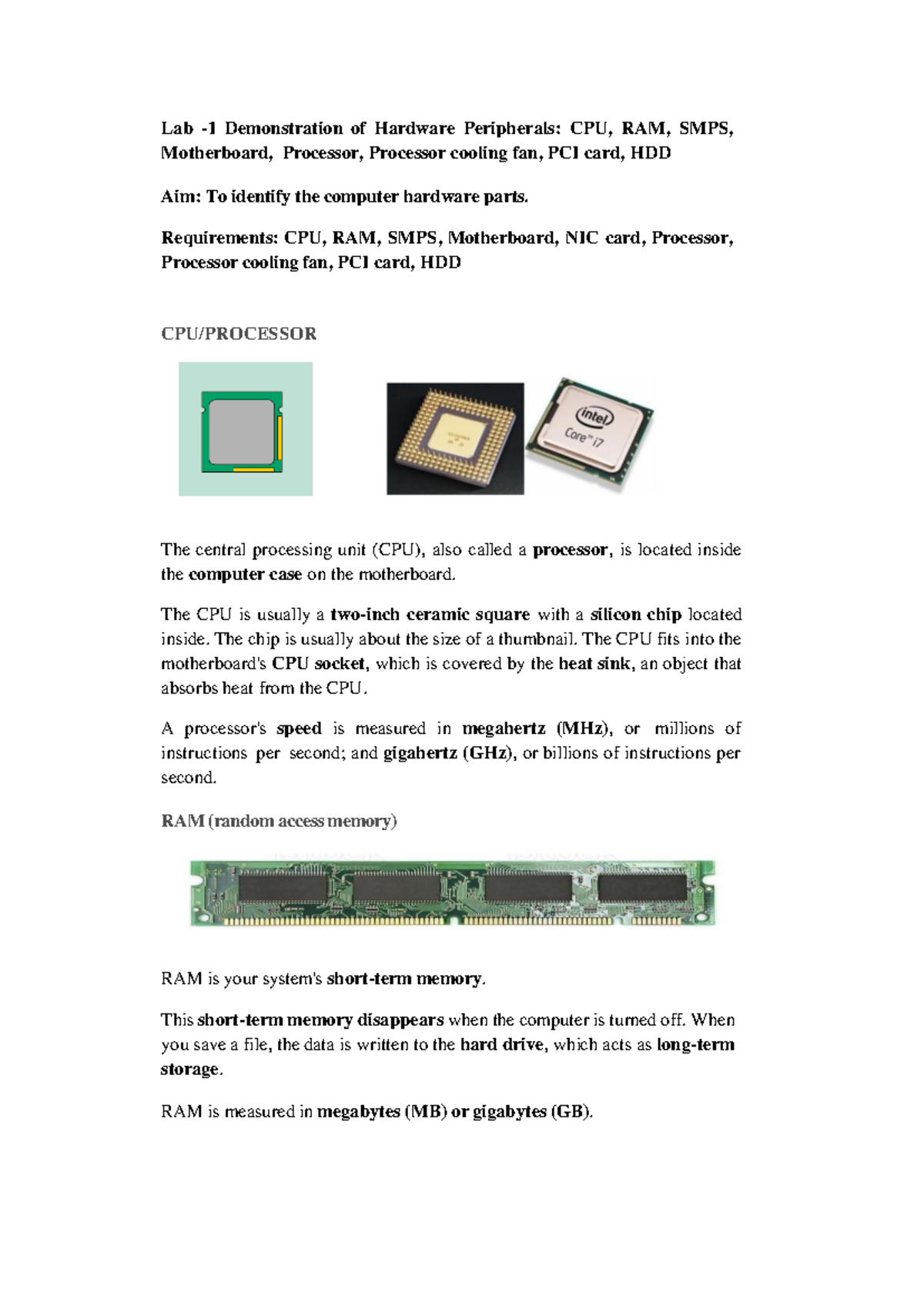 Lab manual of computer repair and assembly you can refer this as a lab ...
