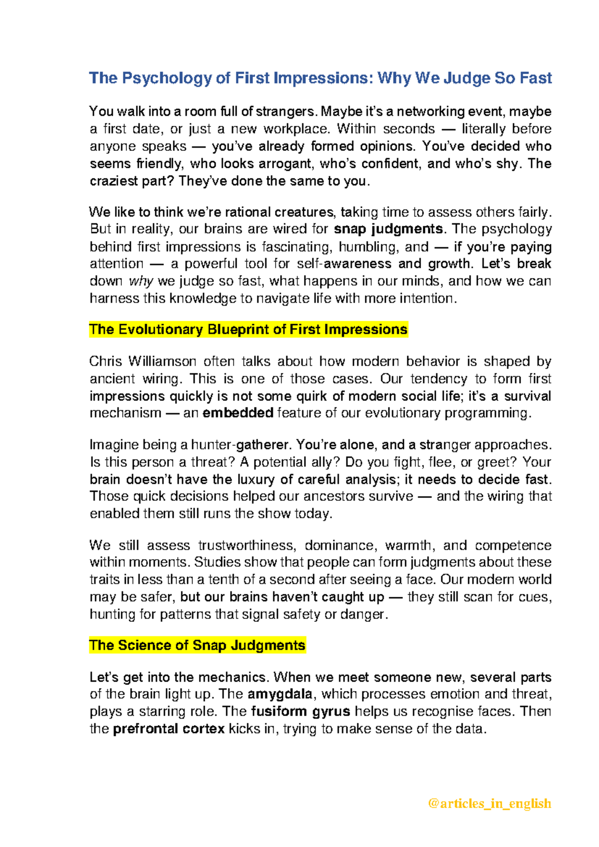 PSY 101: The Psychology Behind First Impressions and Snap Judgments ...