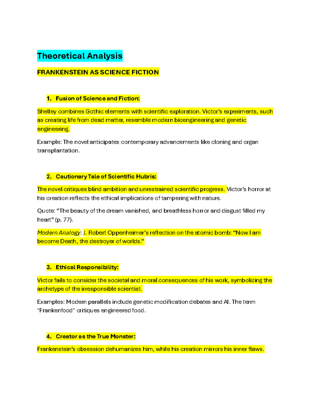 Frankenstein - notes - Read it yourself - Theoretical Analysis ...