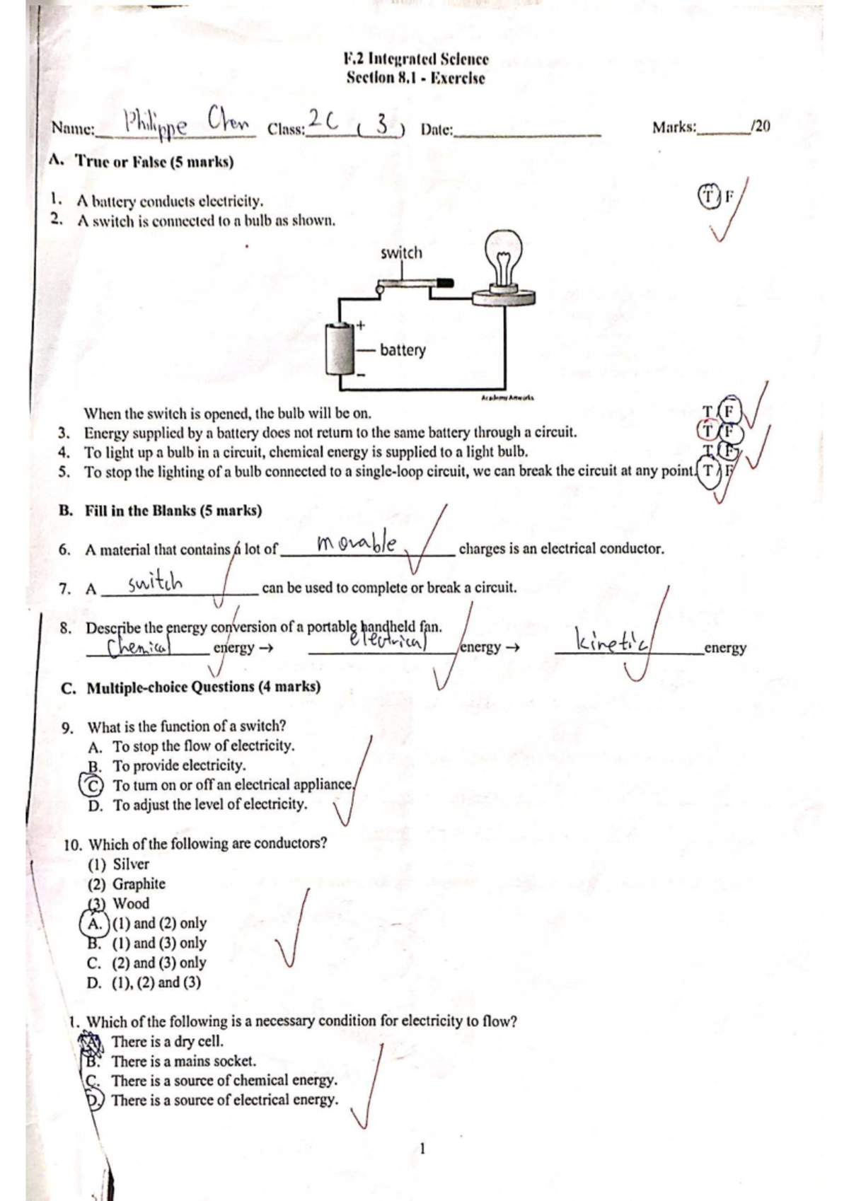 F.2 Integrated Science Section 8.1 Exercise - Philippe Chen Class 2C ...