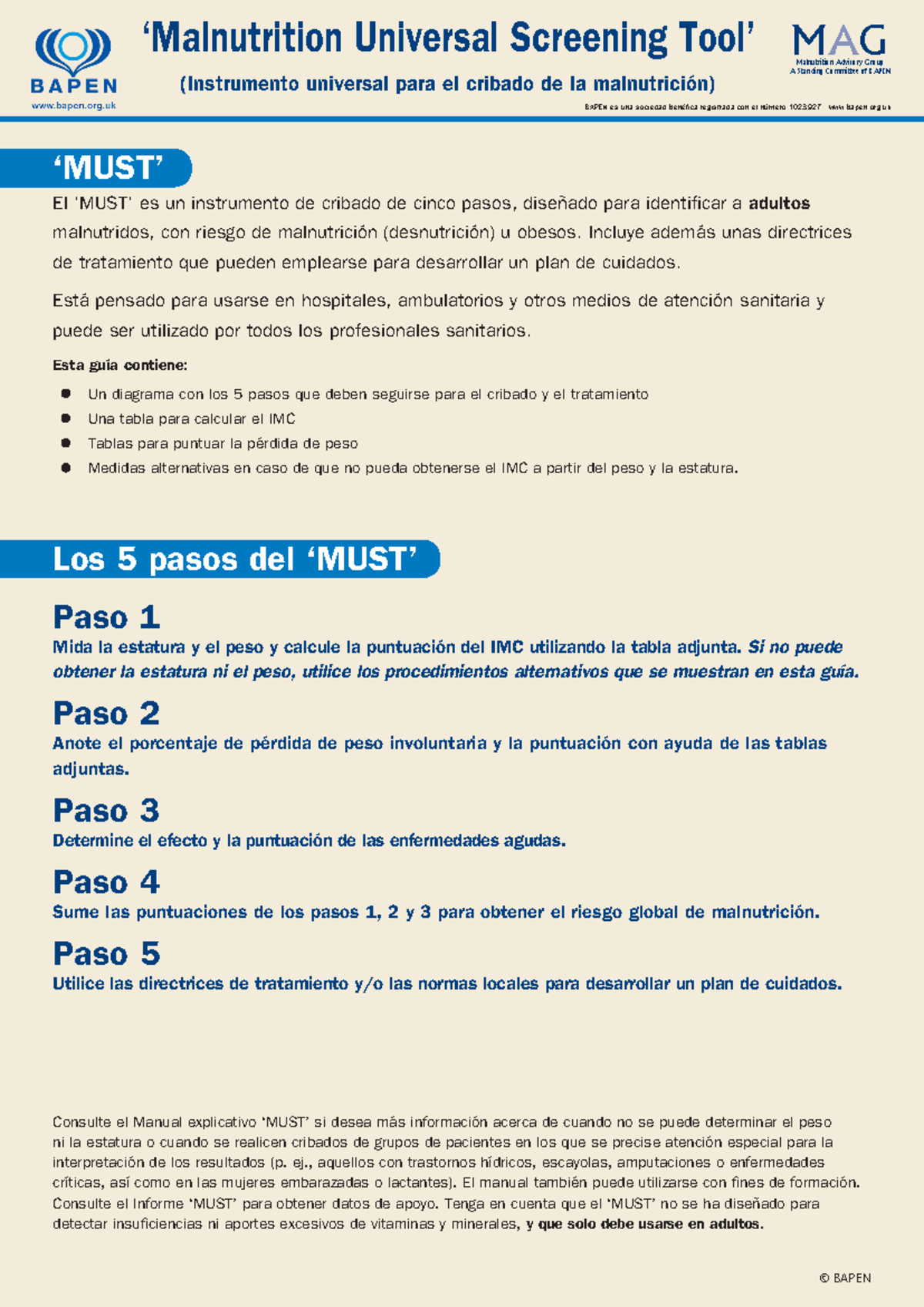 Guía del MUST para la Detección de Malnutrición en Adultos 240517 - Studocu