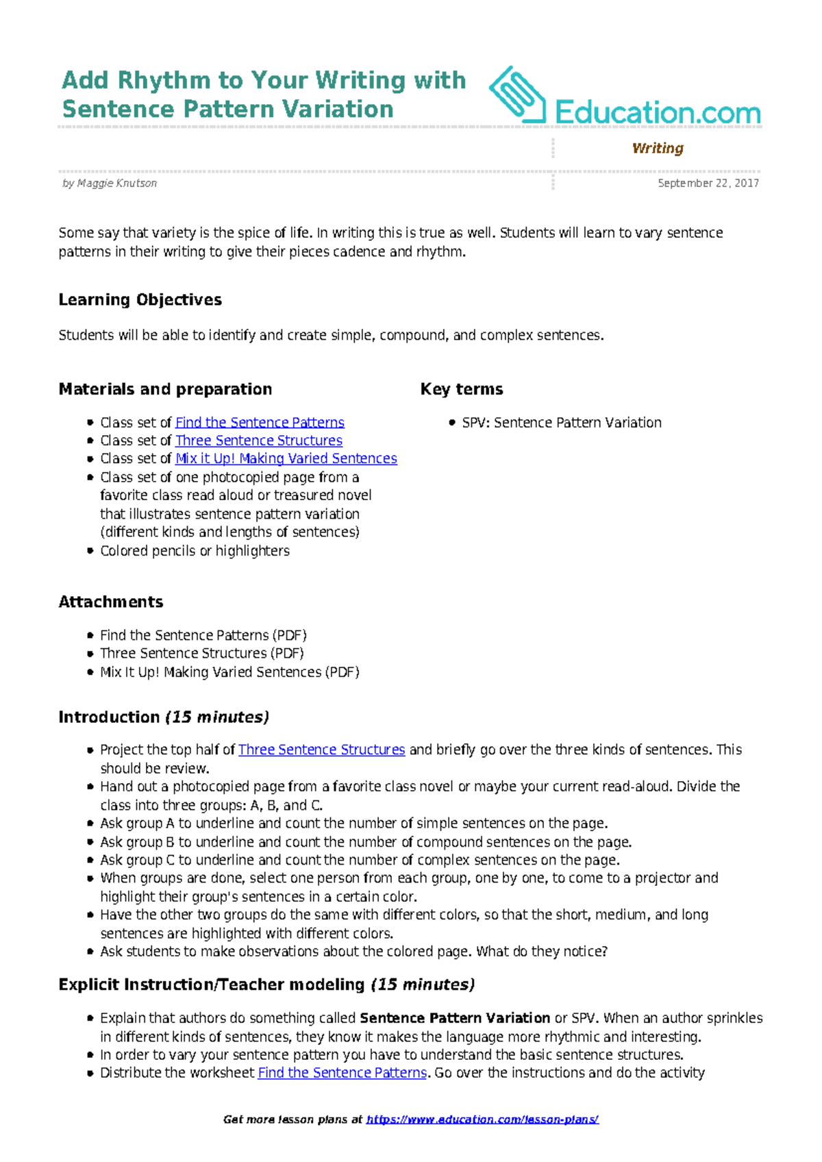 Three sentence story for simple complex and compound sentences - Get ...