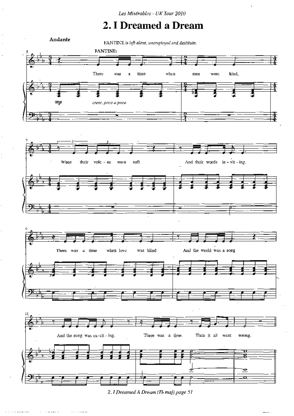 I Dreamed a Dream - "Les Misérables" Musical Sheet Music - Studocu