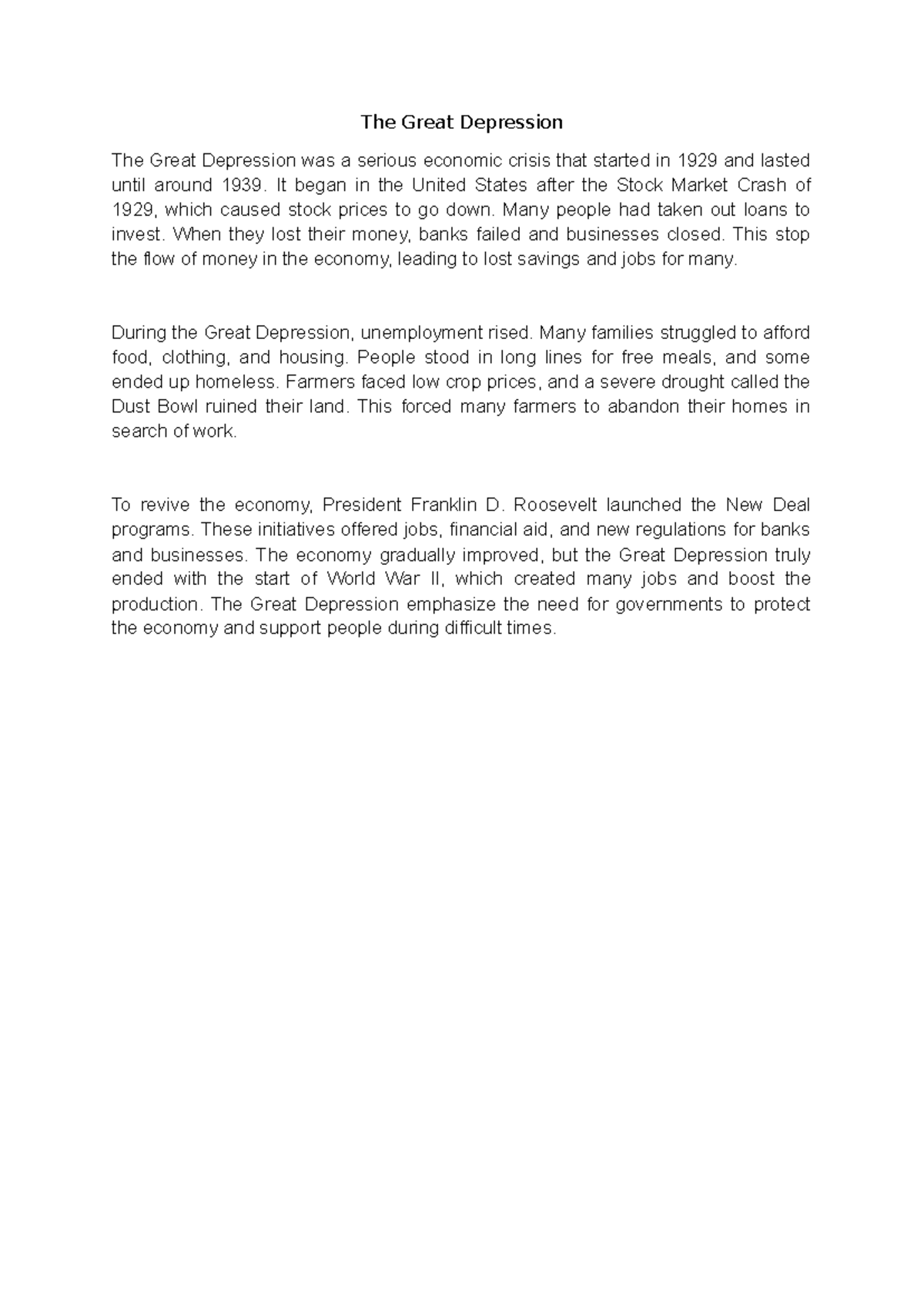 The Great Depression: Economic Crisis & Recovery - TOOLS FOR IT - Studocu