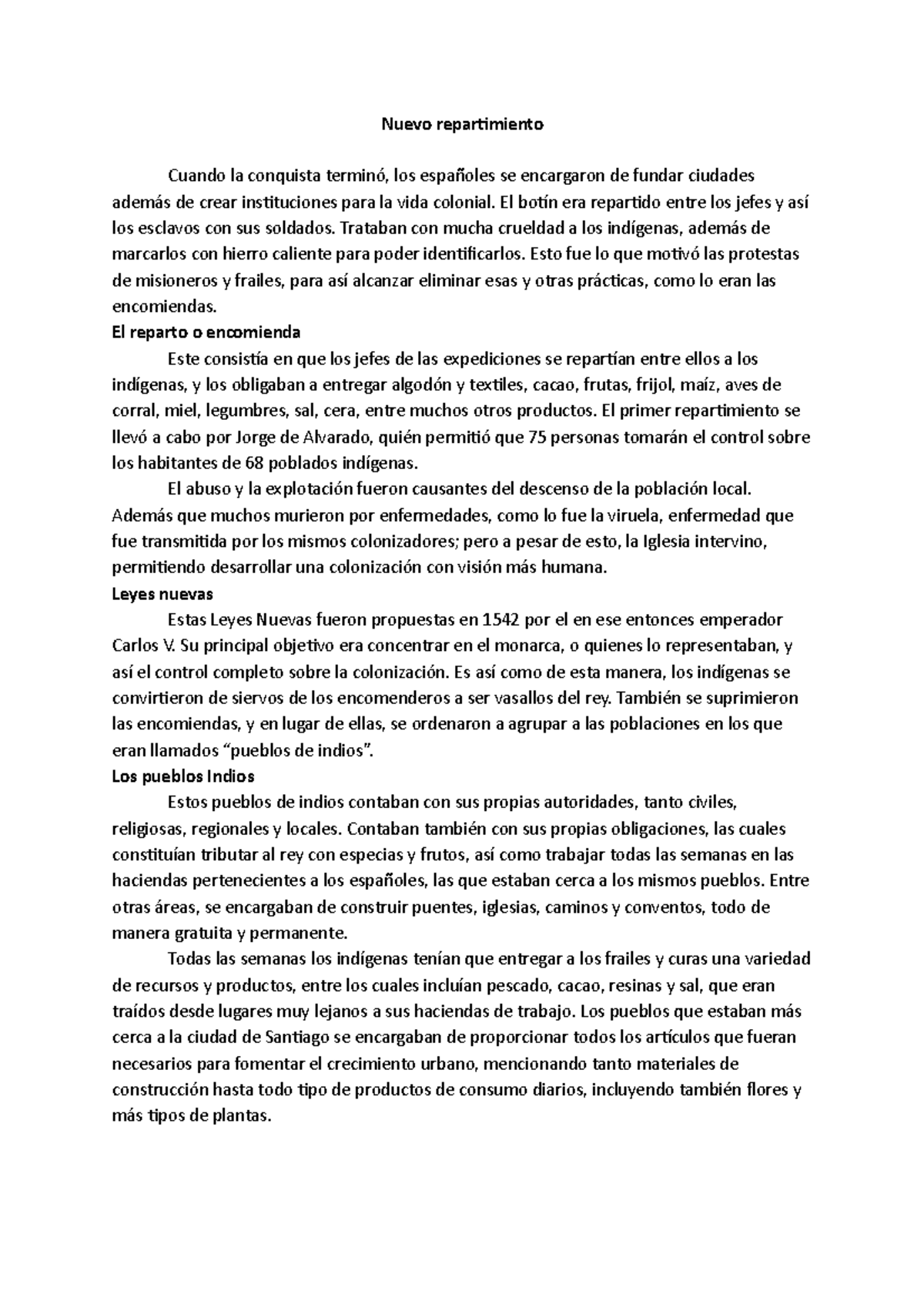 Nuevo repartimiento - Nuevo repartimiento Cuando la conquista terminó ...
