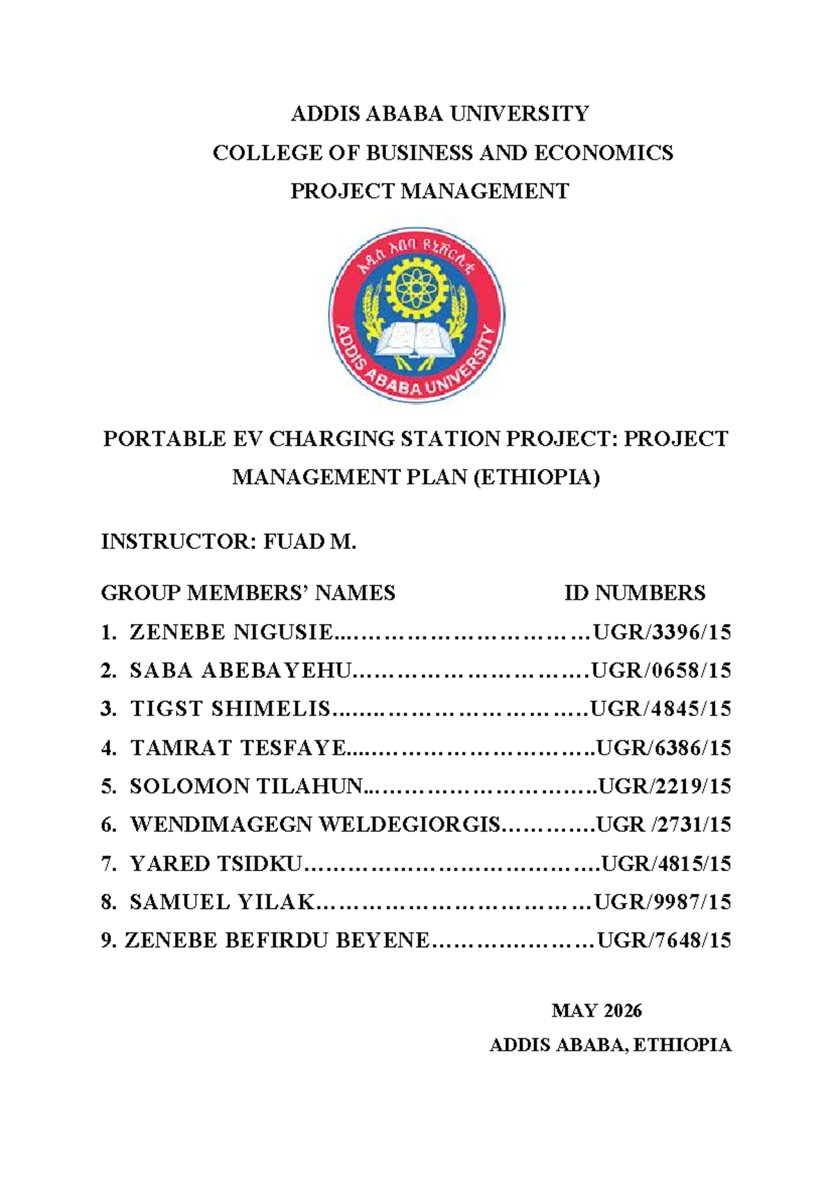 Project Management Plan for Portable EV Charging Station (PM 101) - Studocu