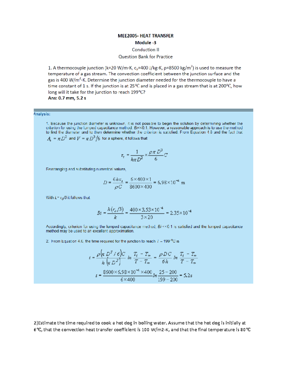 Heat Transfer Problems & Solutions: Module 3 Analysis (ENGG 101) - Studocu