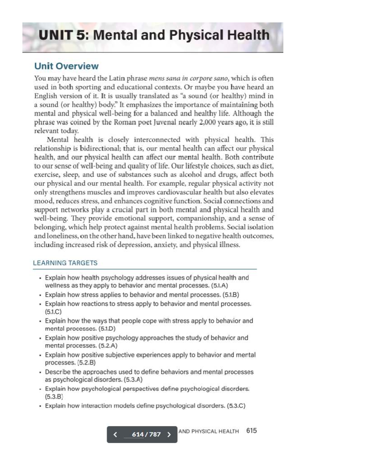 Textbook Chapter 5.1 Overview and Key Concepts - UNIT 5: Mental and ...