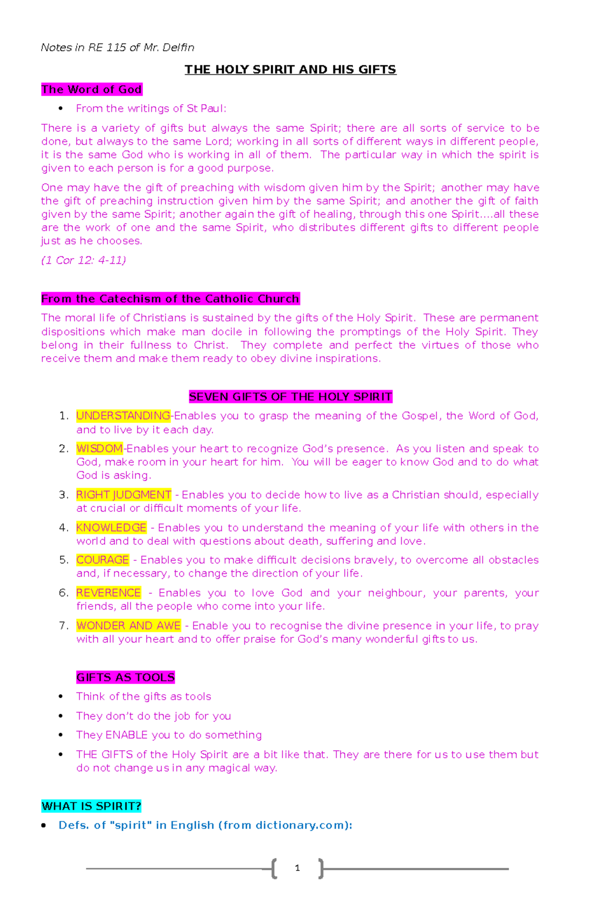 Notes in RE 115 - Notes in RE 115 of Mr. Delfin THE HOLY SPIRIT AND HIS ...