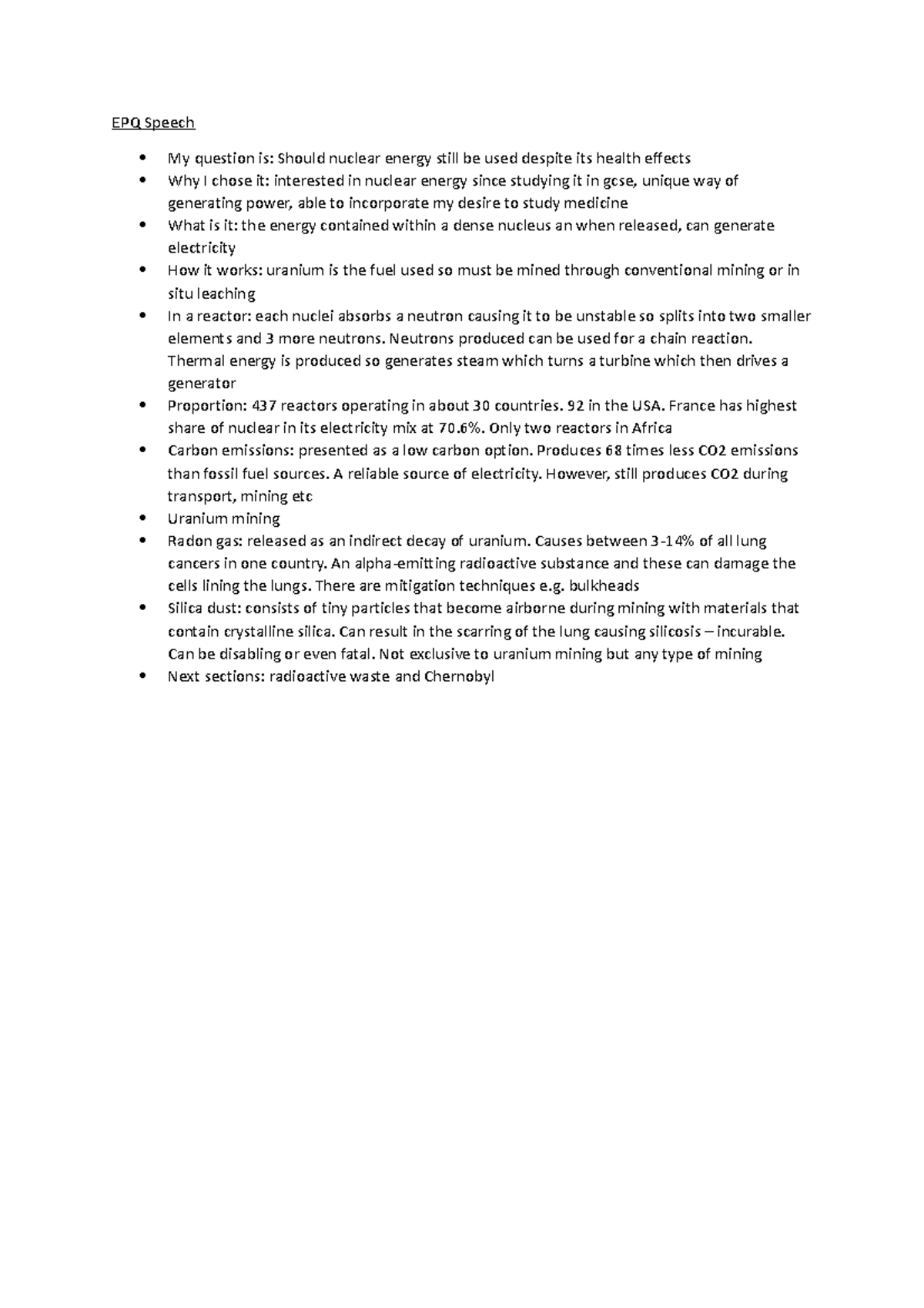EPQ Speech: Nuclear Energy's Risks and Benefits Analysis - Studocu