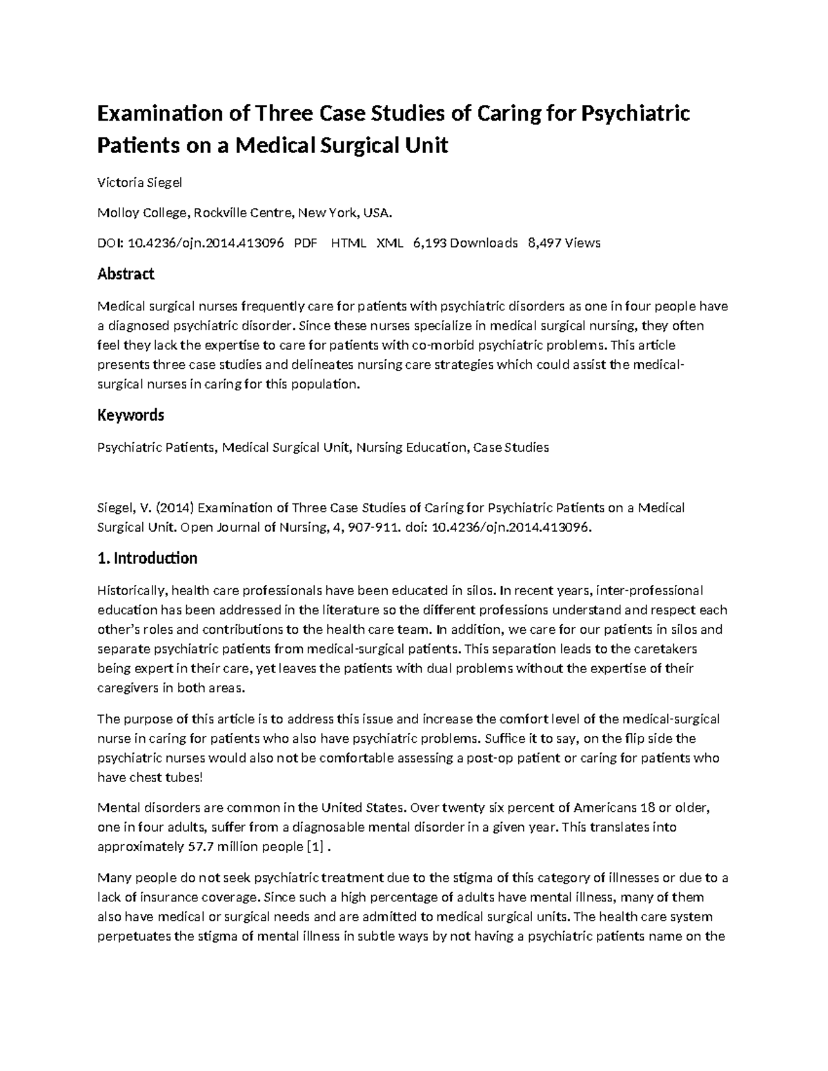 Case Studies on Caring for Psychiatric Patients in Med-Surg Units GELO ...