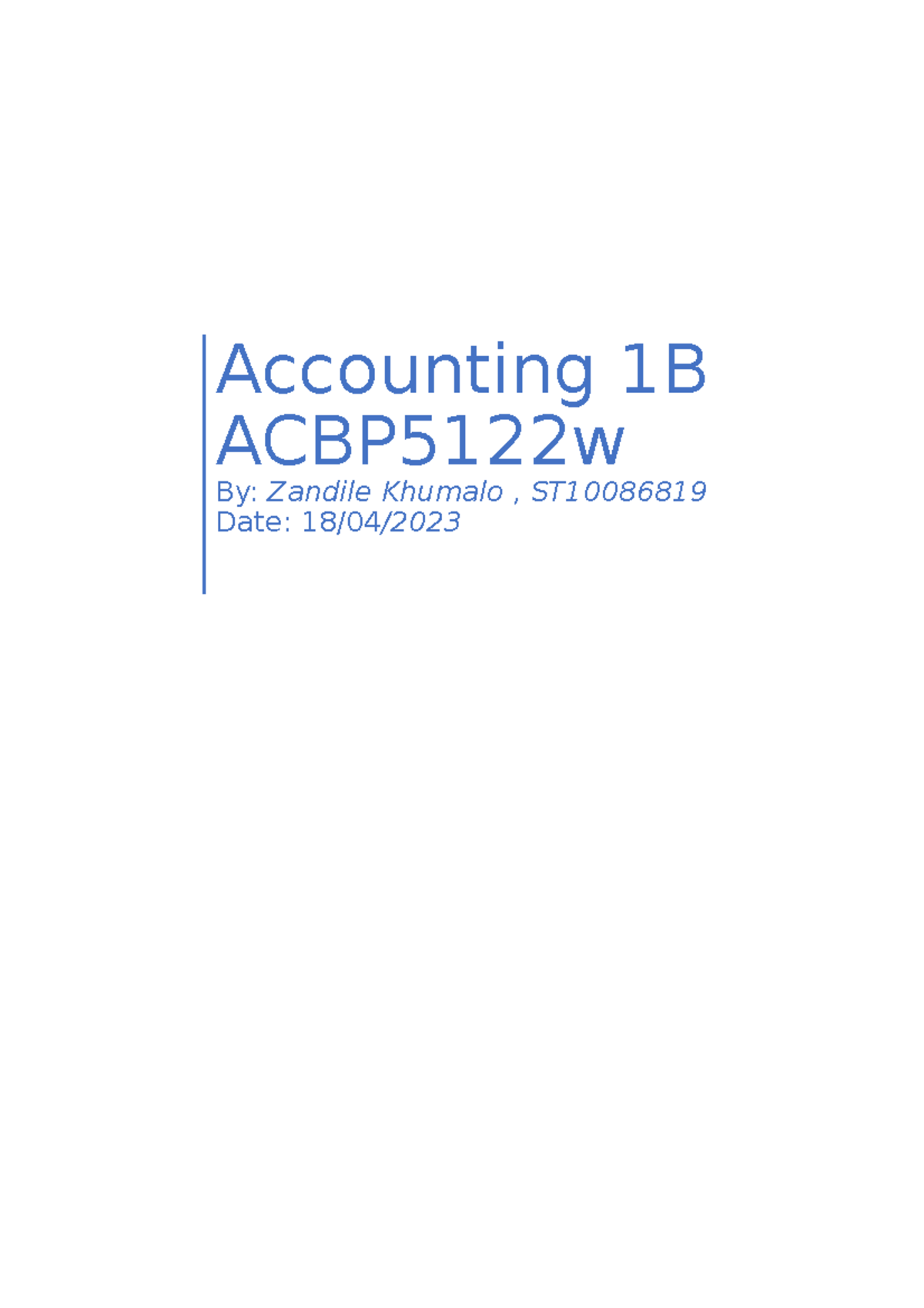 ACBP5122w Accounting 1B Assignment 1 - Corrections & Analysis - Studocu