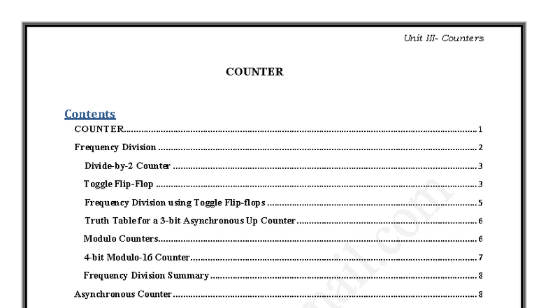 Unit III Counter Notes - KJH: Understanding Digital Counters and ...