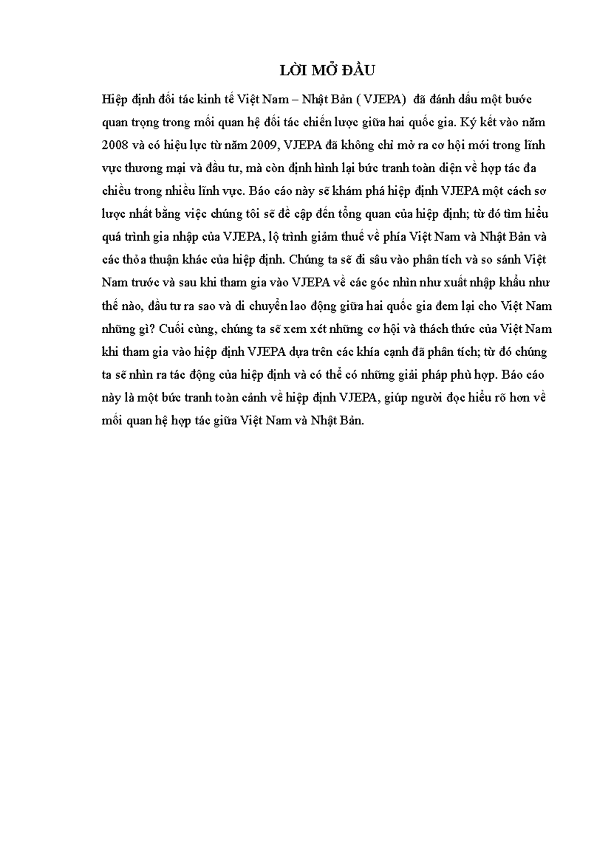 Báo cáo Tổng quan về Hiệp định Đối tác Kinh tế Việt Nam - Nhật Bản ...
