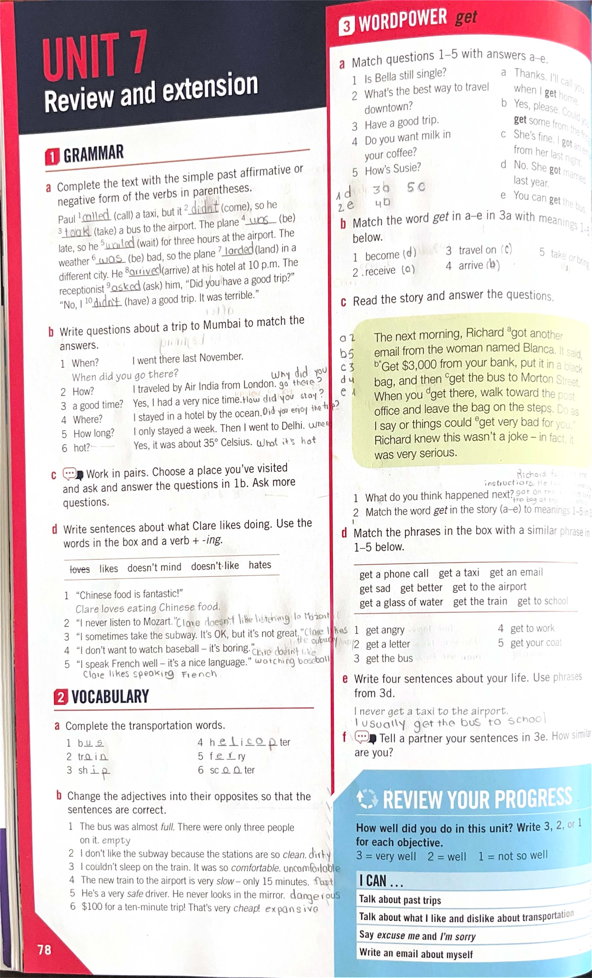 UNIT 7 - English Vocabulary and Grammar Review with Exercises - Studocu