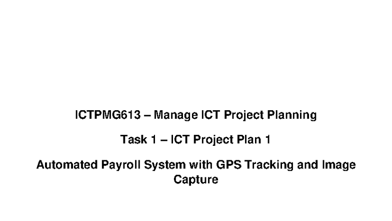 ICTPMG613 Final Exam - Automated Payroll System Project Plan - Studocu
