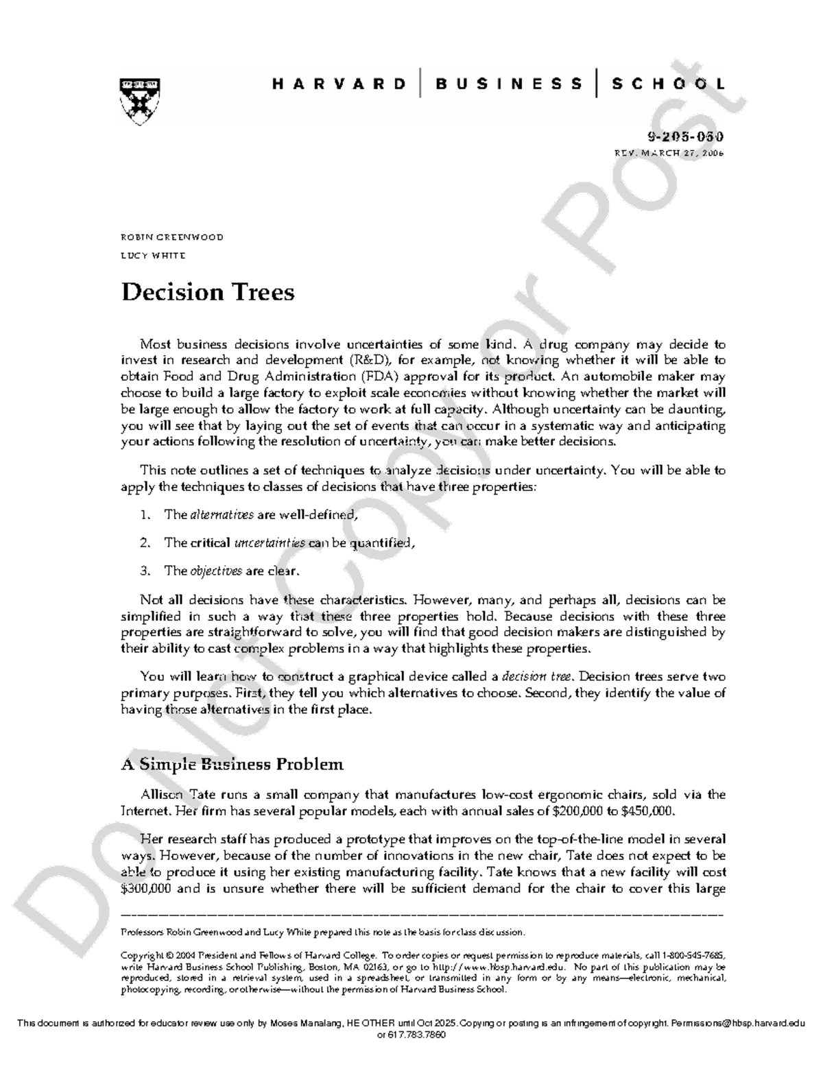 W15 Decision Trees: Analyzing Uncertainty in Business Decisions - Studocu