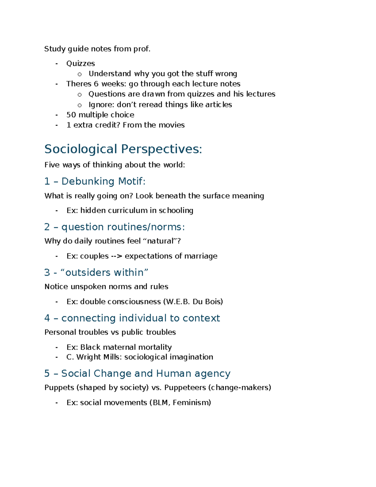 Sociology Study Guide: Key Concepts & Theories for Exam - Studocu