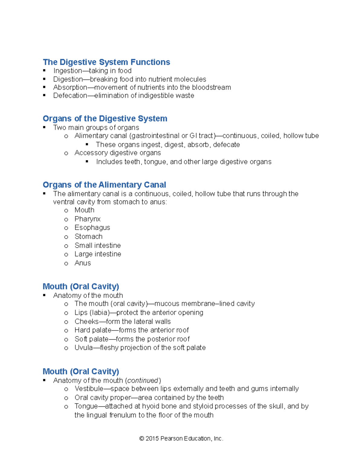 Ch 14: The Digestive System - Functions and Anatomy Overview - Studocu