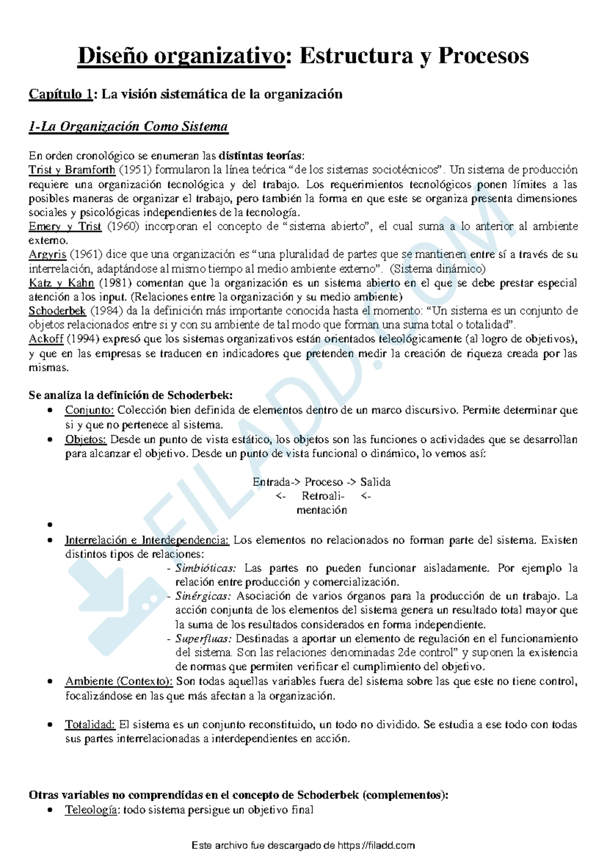 Resumen Capítulos 1 y 2: Diseño Organizativo, Estructura y Procesos ...